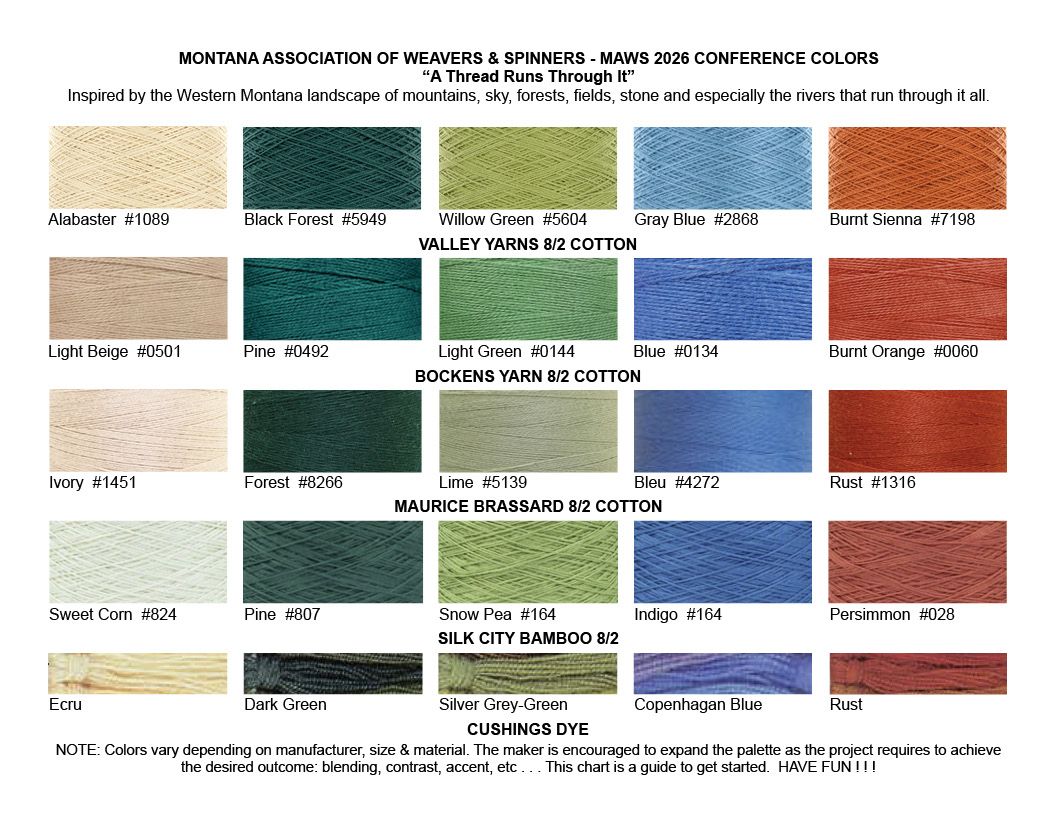 MAWS 2026 CONFERENCE COLORS - Missoula Weavers Guild